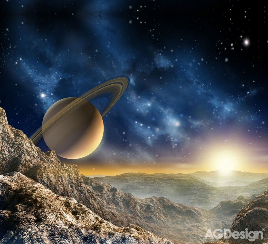 Fotozávěs Vesmír, Saturn FCSXXL 7404 textilní foto závěs / závěsy s fototiskem 280 x 245 cm AG ...